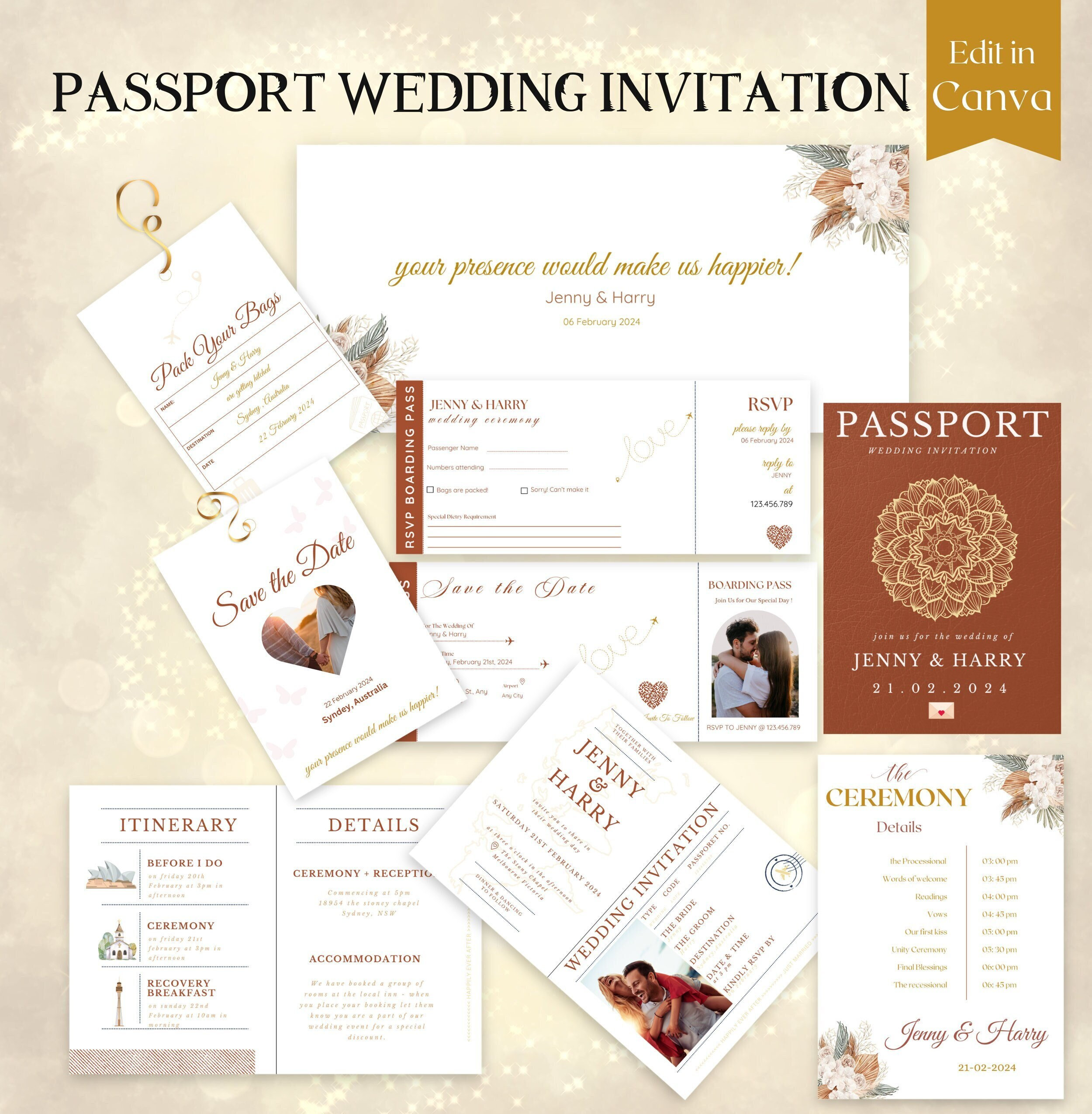Destination Wedding Invitation, Boarding Pass Invitation, Printable ...