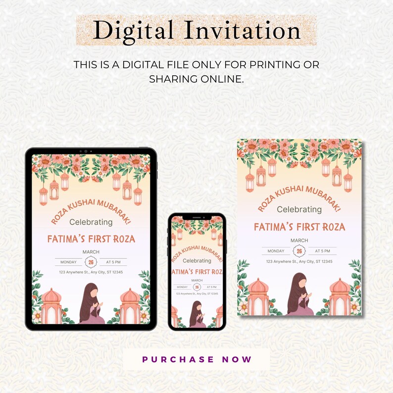 Roza Kushai Celebration Invitation, First Fast Invitation, Roza Khushai ...