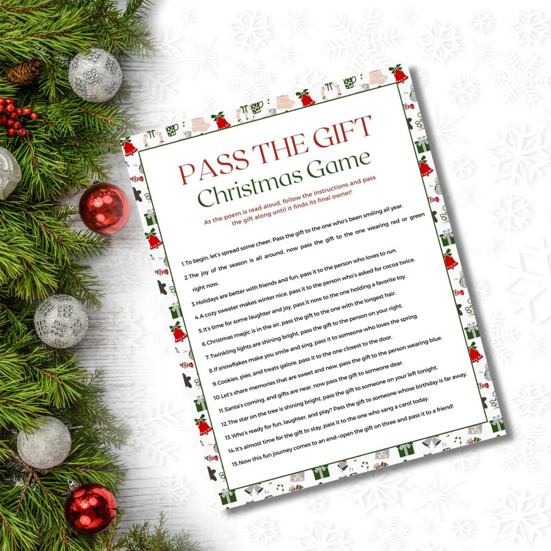 Christmas Pass the Gift Game Printable, Office Christmas Party Pass the ...