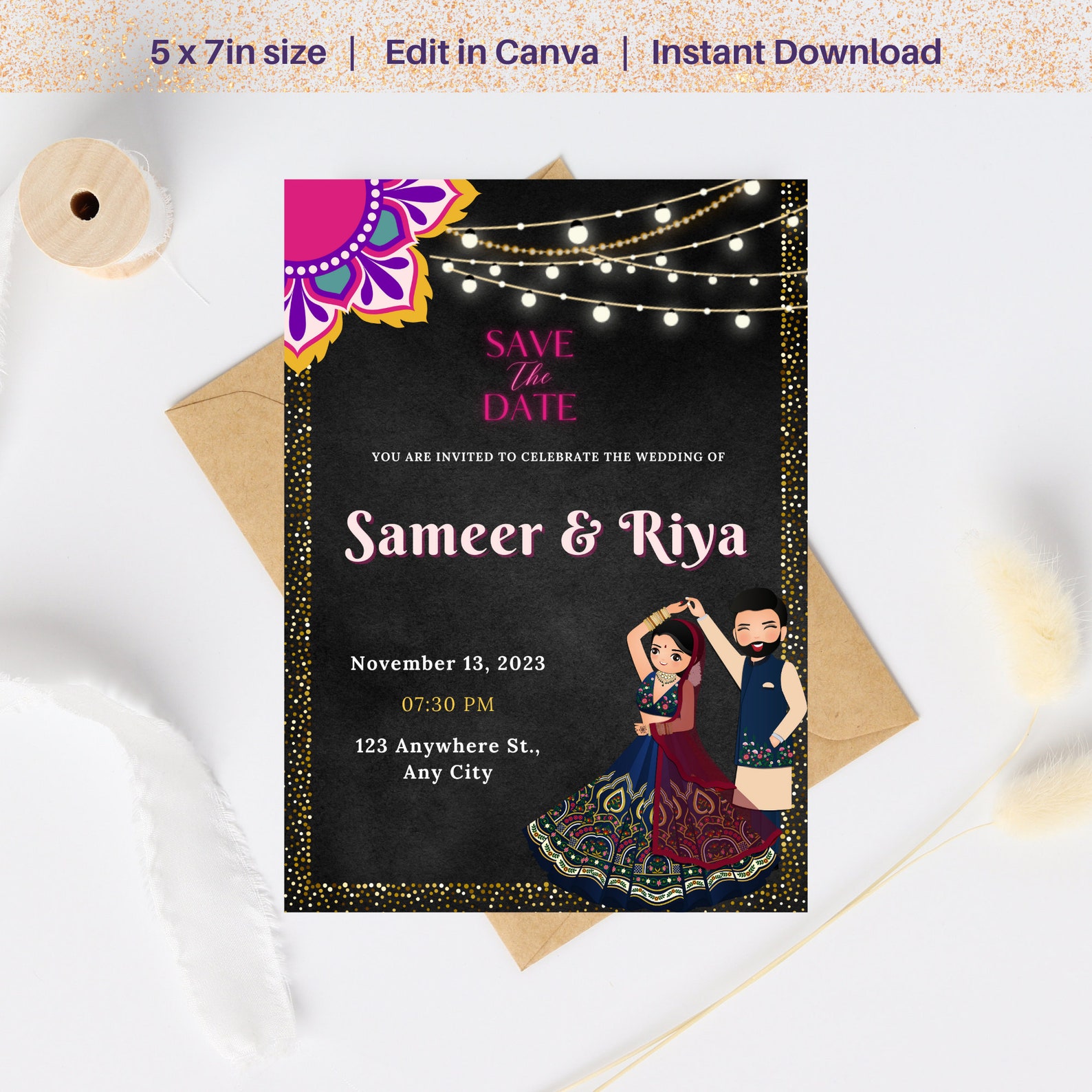 Indian Wedding Invitation Card, Punjabi Wedding Invitation, Save the ...