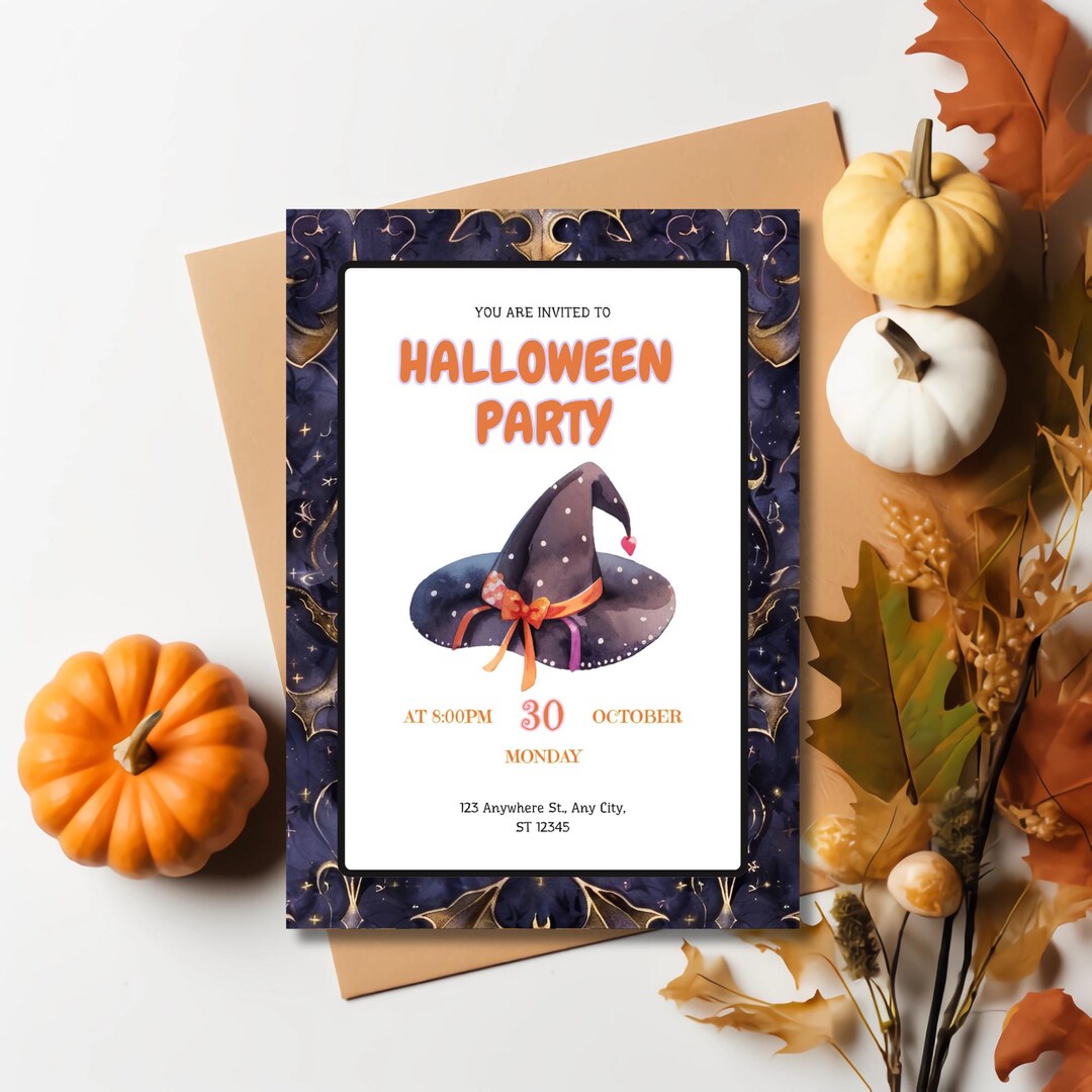 Editable Halloween Party Invitation, Halloween Costume Party Invite ...