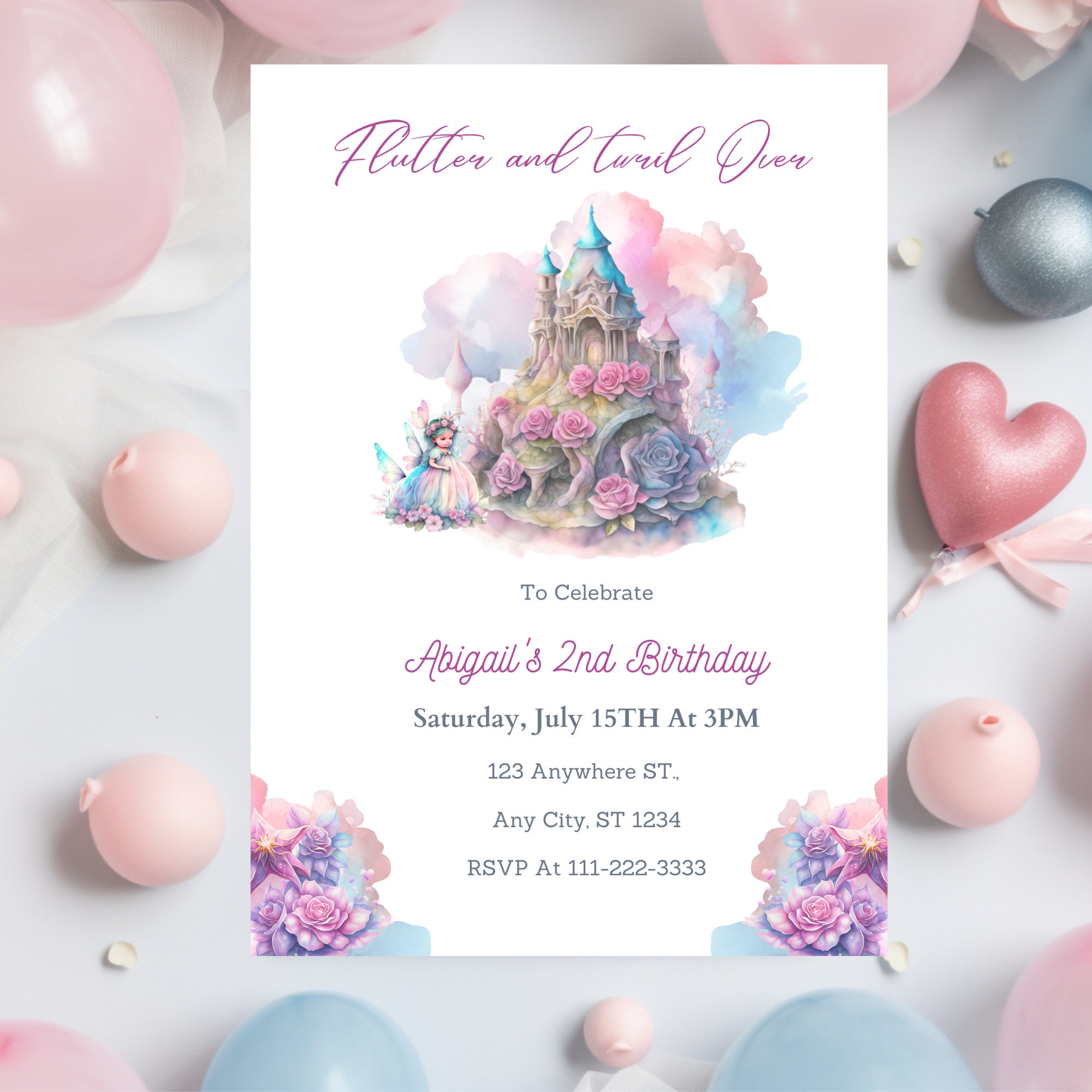 Fairy Birthday Invitation Bundle Flutter and Twirl Invitation - Etsy