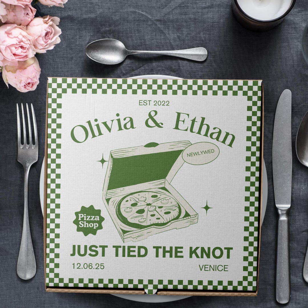 Wedding Pizza Box Template | Customizable Pizza Box Design | Rehearsal ...