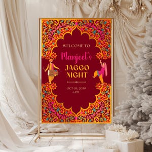 Jaggo Night Welcome Sign Printable Punjabi Wedding Welcome Sign Indian ...
