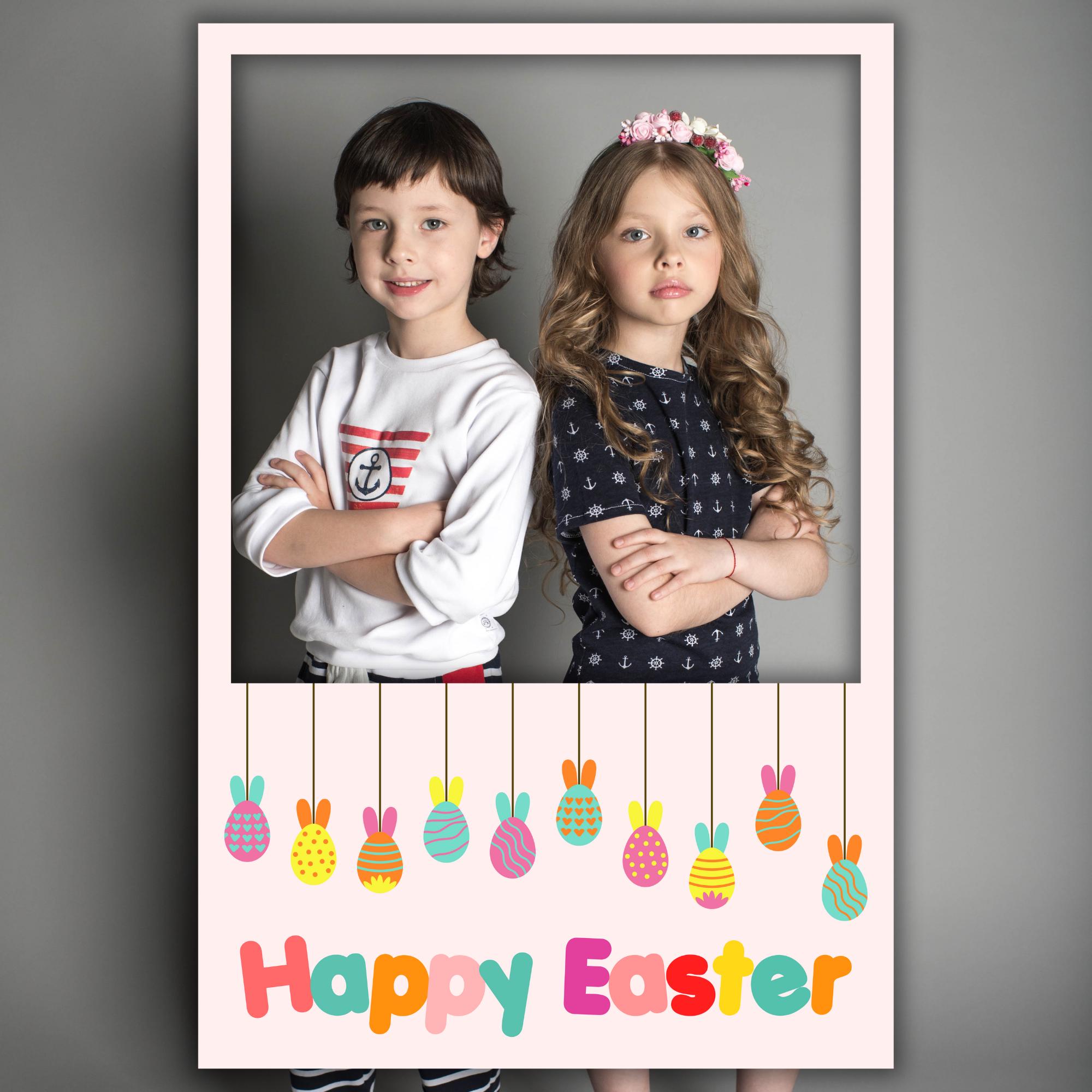 Easter Bunny Photo Booth Frame Template | 24x36" Printable Easter ...