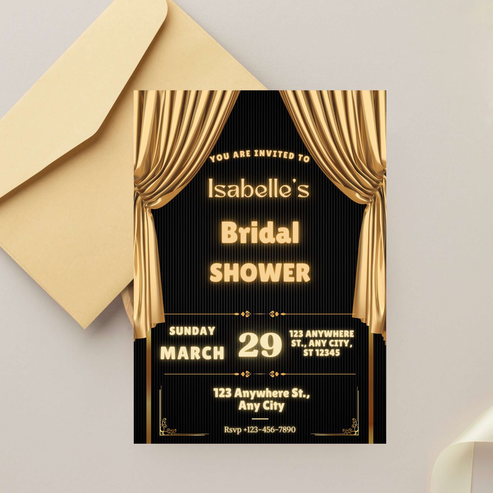 Theater Playbill-themed Bridal Shower Invitation Template, Save the ...