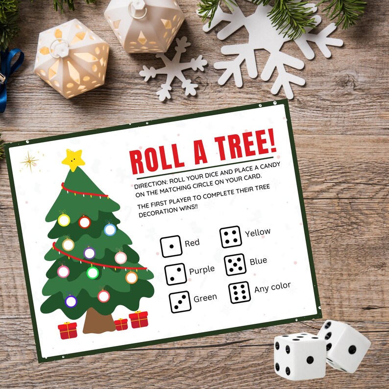 Christmas Roll A Tree Dice Game, Christmas Family Christmas Activity ...