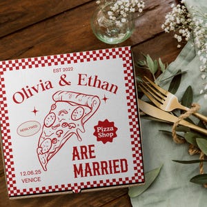 Wedding Pizza Box Template | Customizable Pizza Box Design | Rehearsal ...