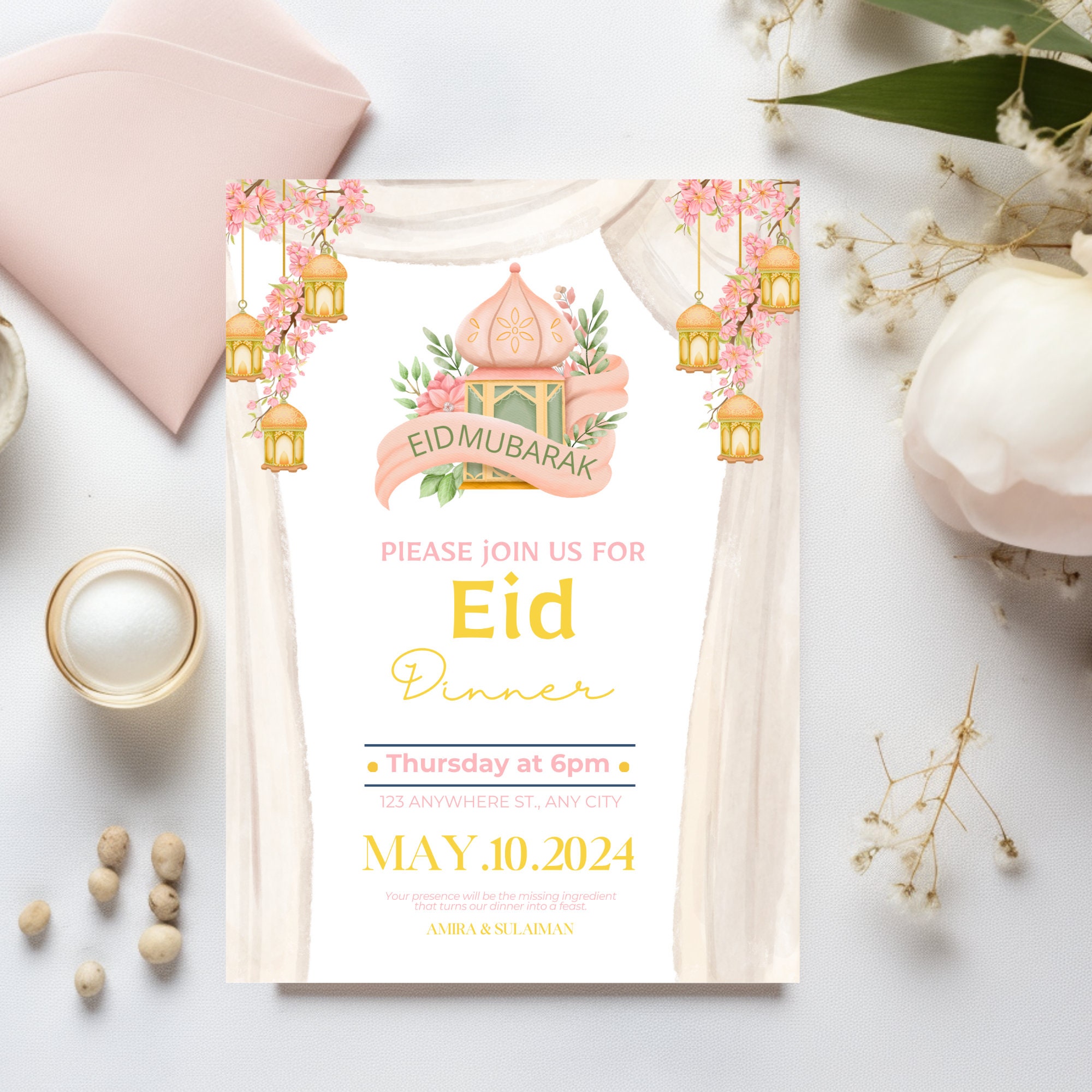 Eid Mubarak Invitation Iftar Invitation Eid Dinner Party Muslim Invite ...
