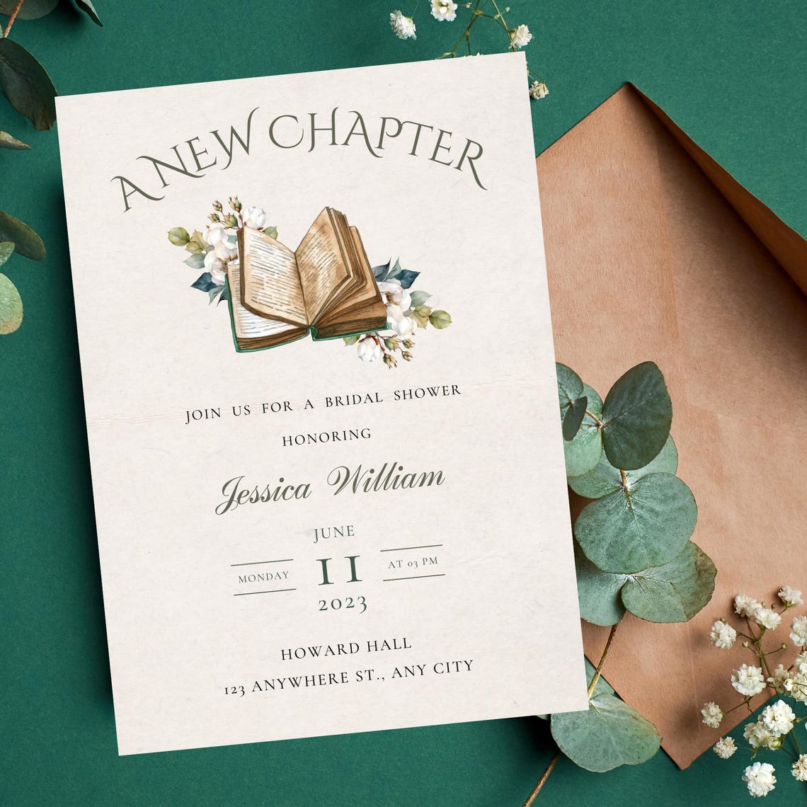 Book Themed Bridal Shower Invitation, A New Chapter Wedding Shower ...
