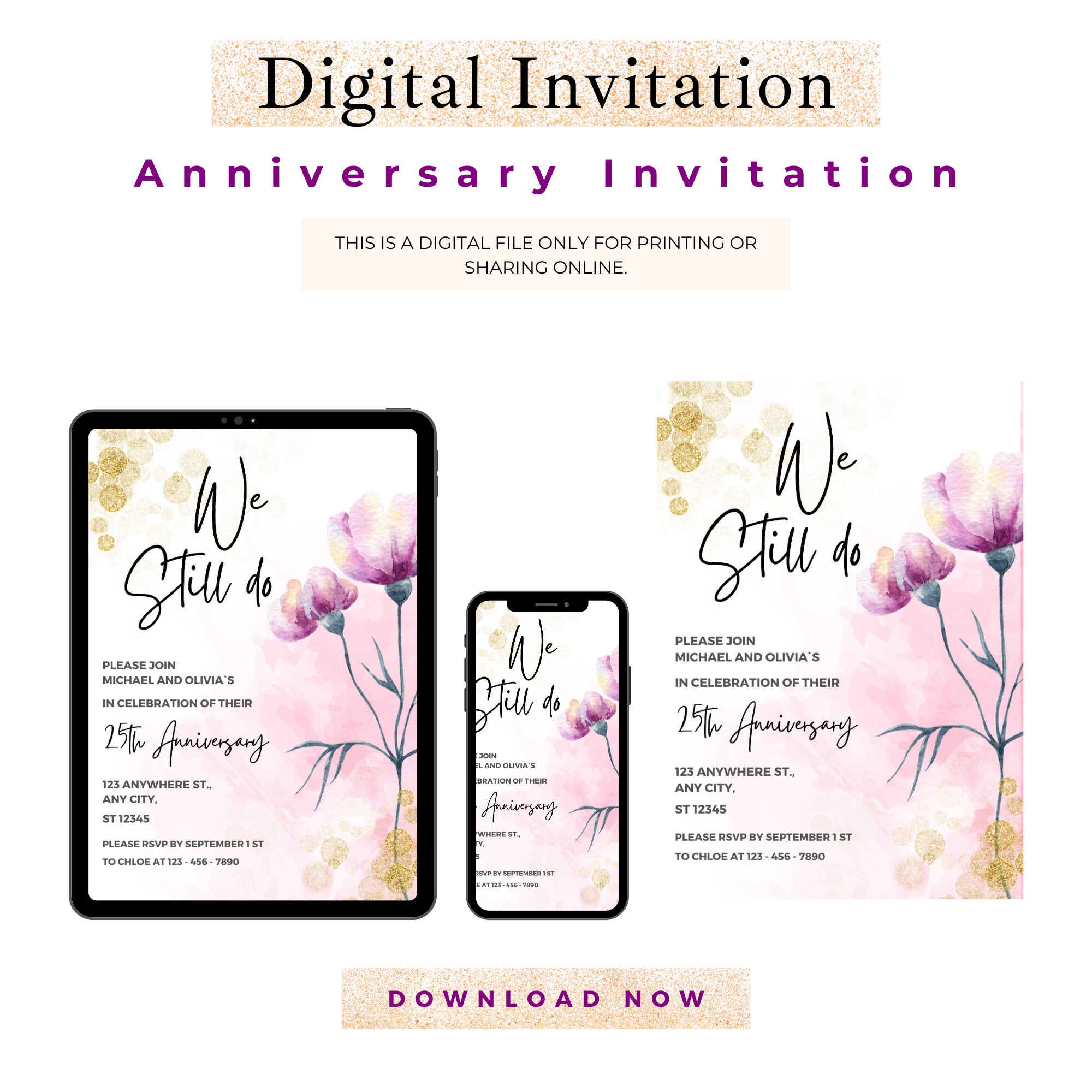 Editable Renewal of Vows Invitation Invitation Template Renew Vows ...