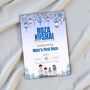 Roza Kushai Celebration Invitation, First Fast Invitation, Roza Khushai Digital Card, First ...