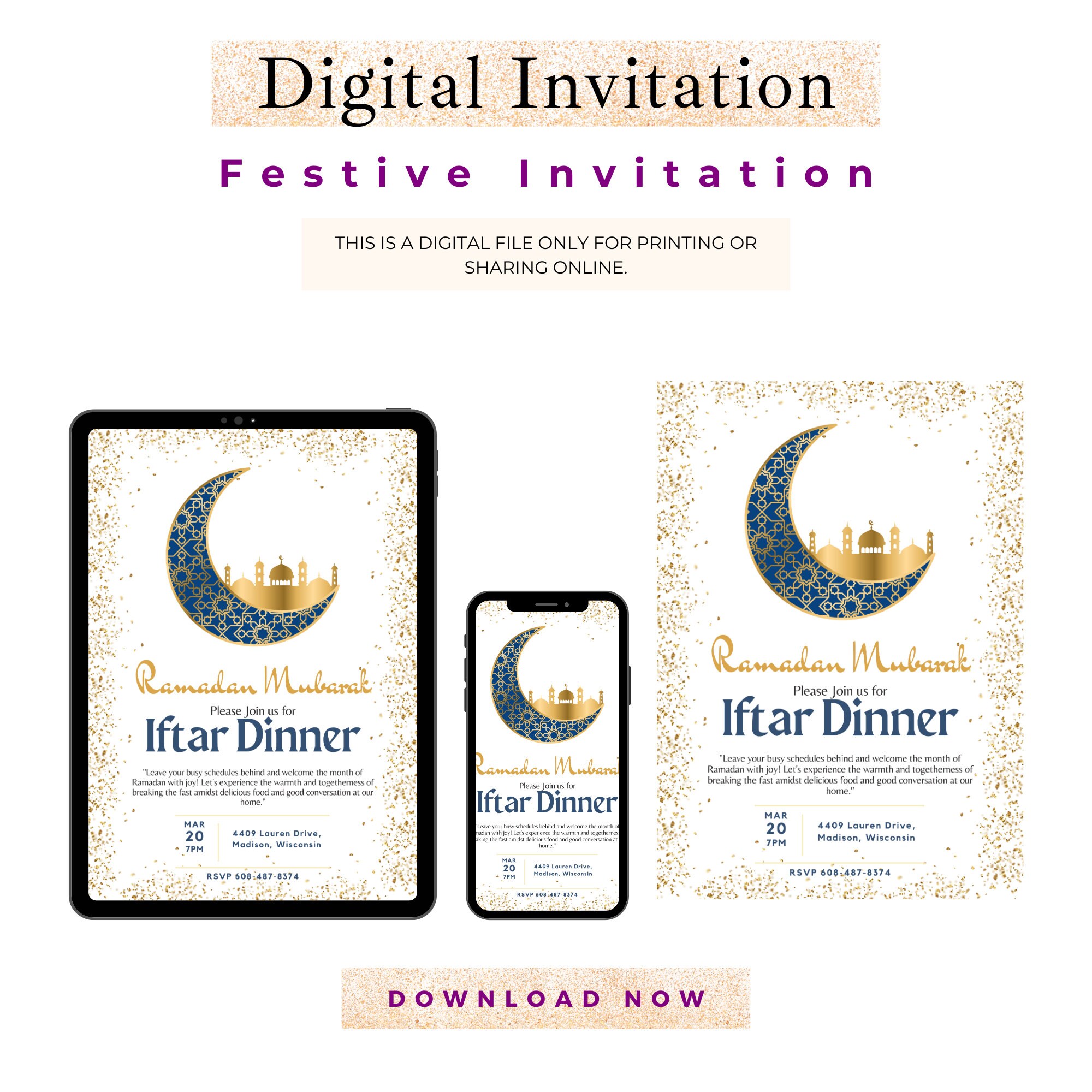 Iftar Party Invitation | Iftar Dinner Invitation | Ramadan Invitation ...
