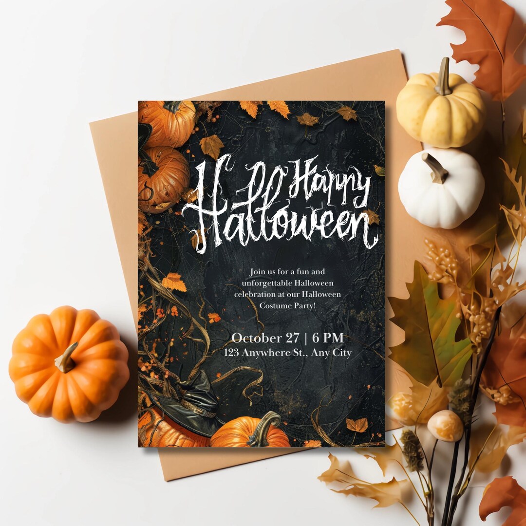 Editable Halloween Party Invitation, Halloween Costume Party Invite ...