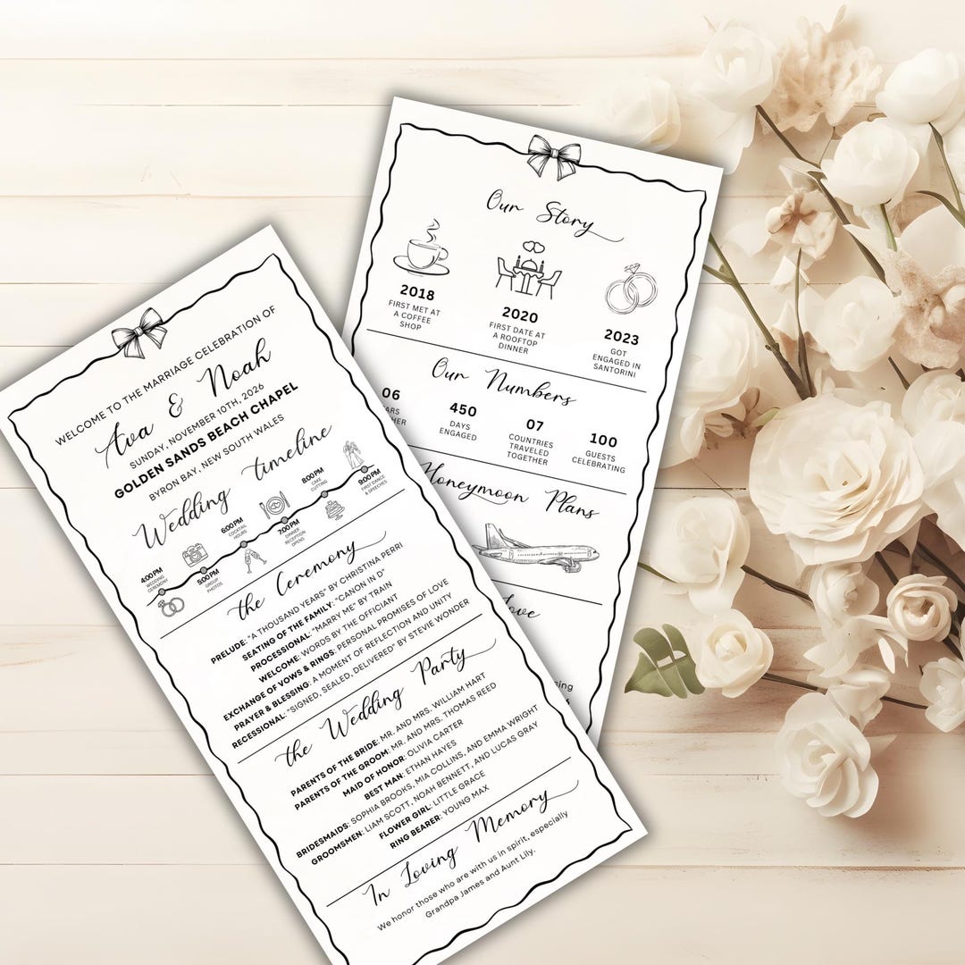 Church Wedding Ceremony Program, Infographic Wedding Program Template ...