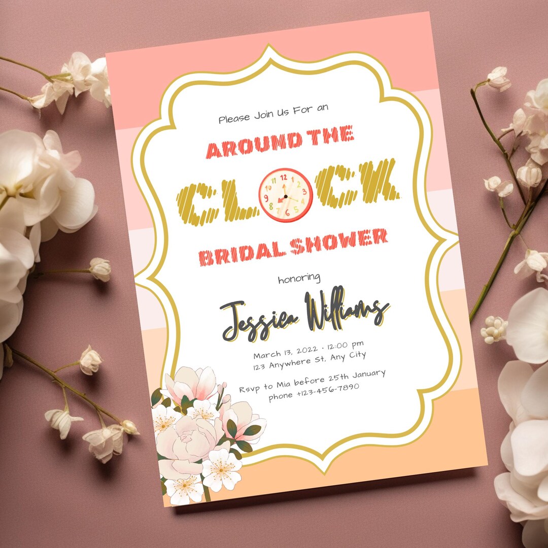 Around the Clock Bridal Shower Invitation, Tick Tock This Shower's ...