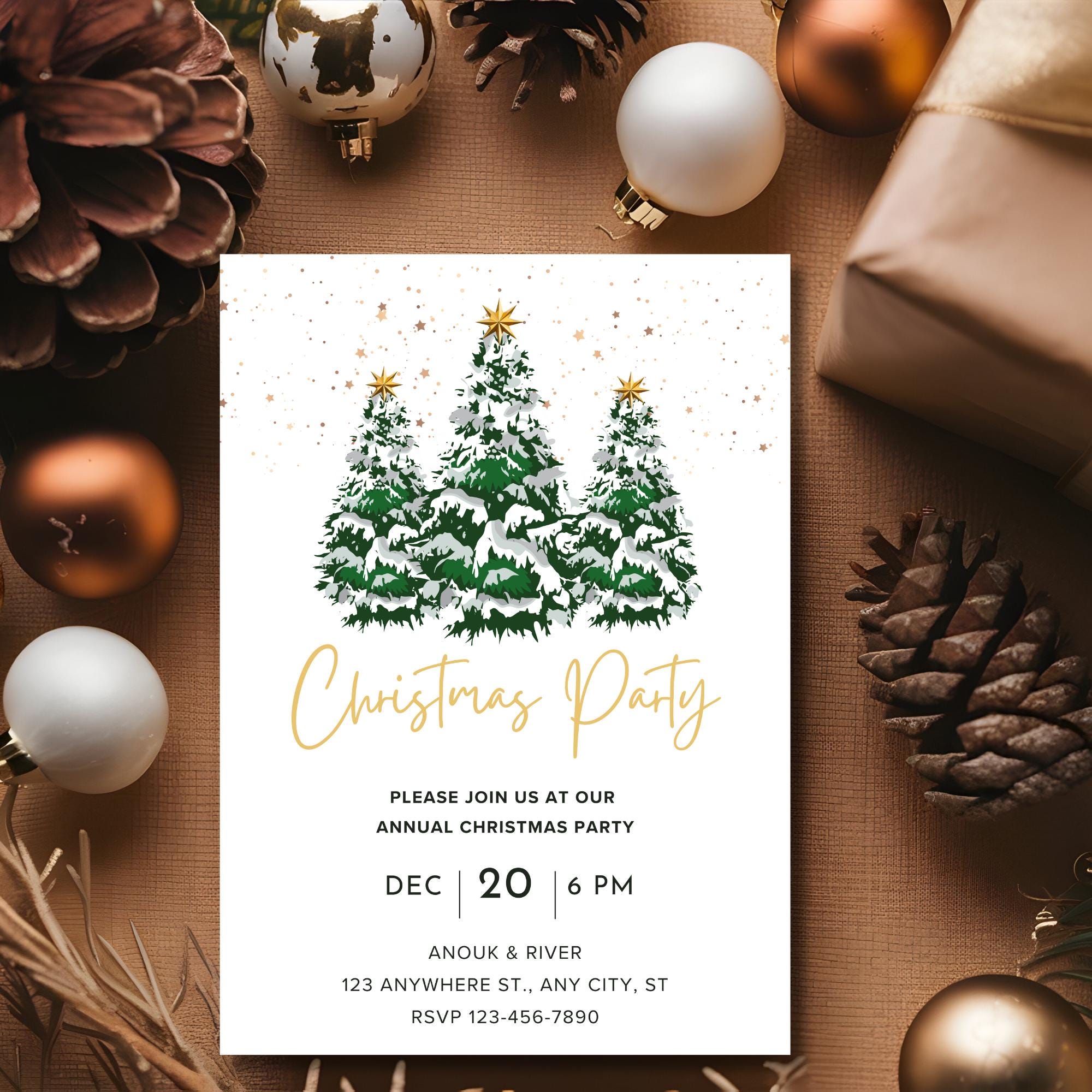 Editable Christmas Party Invitation Template, Printable Christmas Party ...
