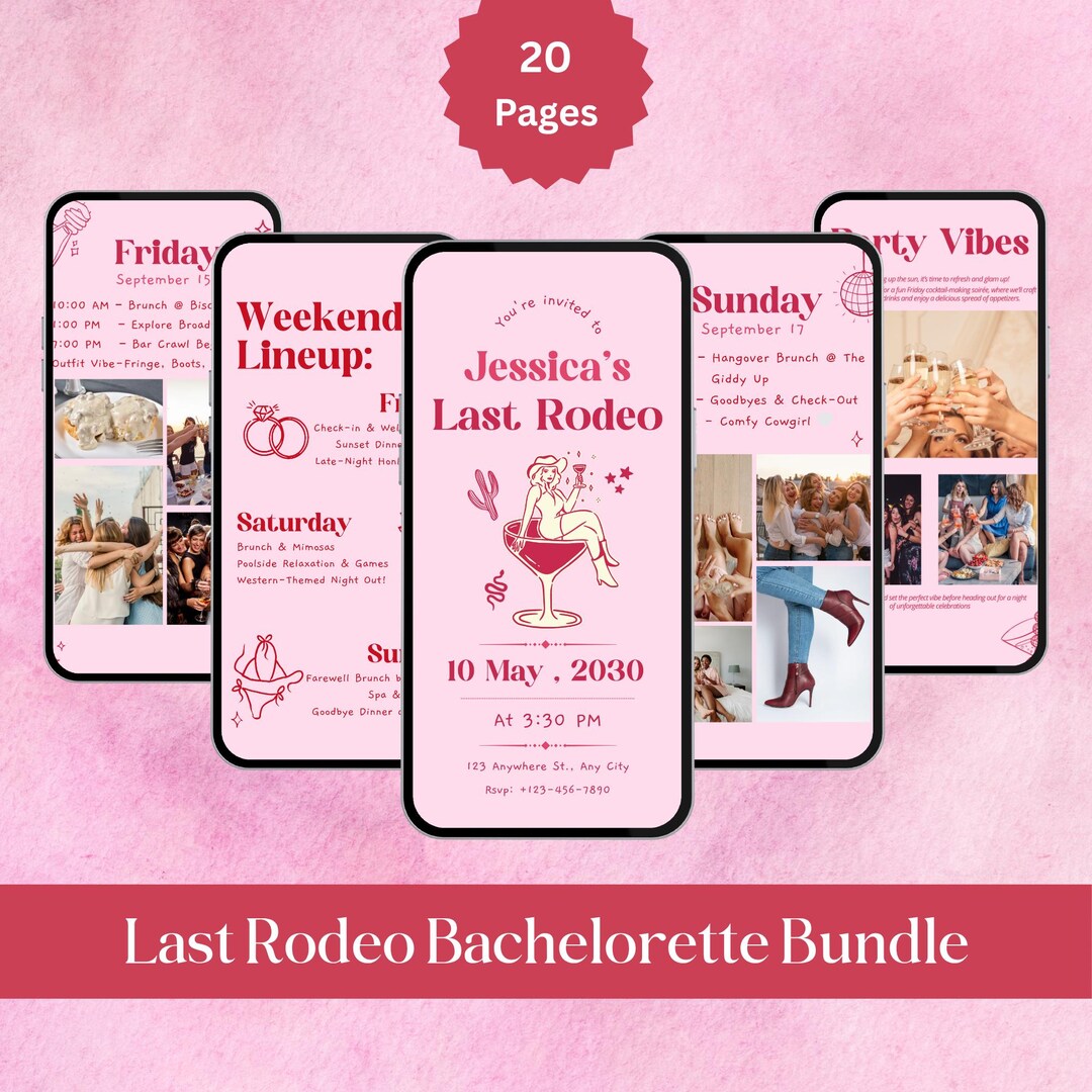 Last Rodeo Bachelorette Party Itinerary, Editable Cowgirl Weekend ...