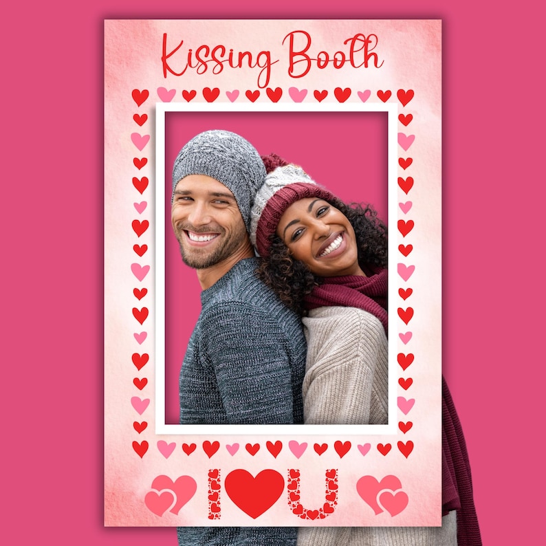 Valentines Photo Booth Frame, Kissing Booth Photo Prop Frame, Editable ...