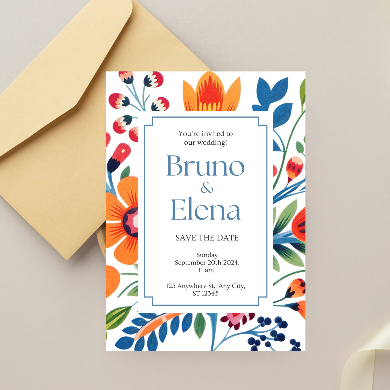 Mexican Fiesta Wedding Invitation, Floral Bridal Shower Invite, Spring ...