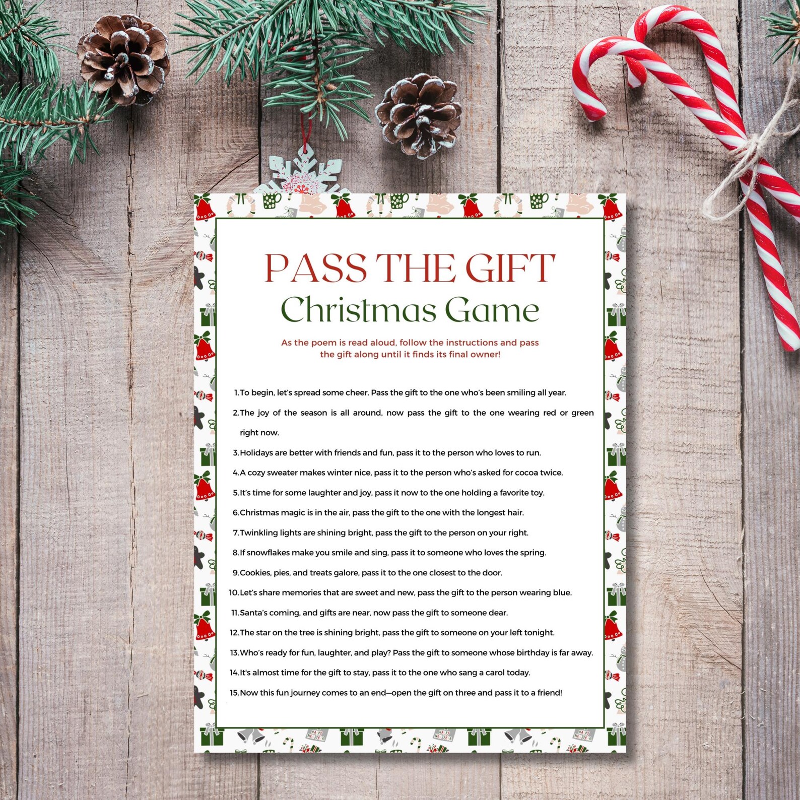 Christmas Pass the Gift Game Printable, Office Christmas Party Pass the ...