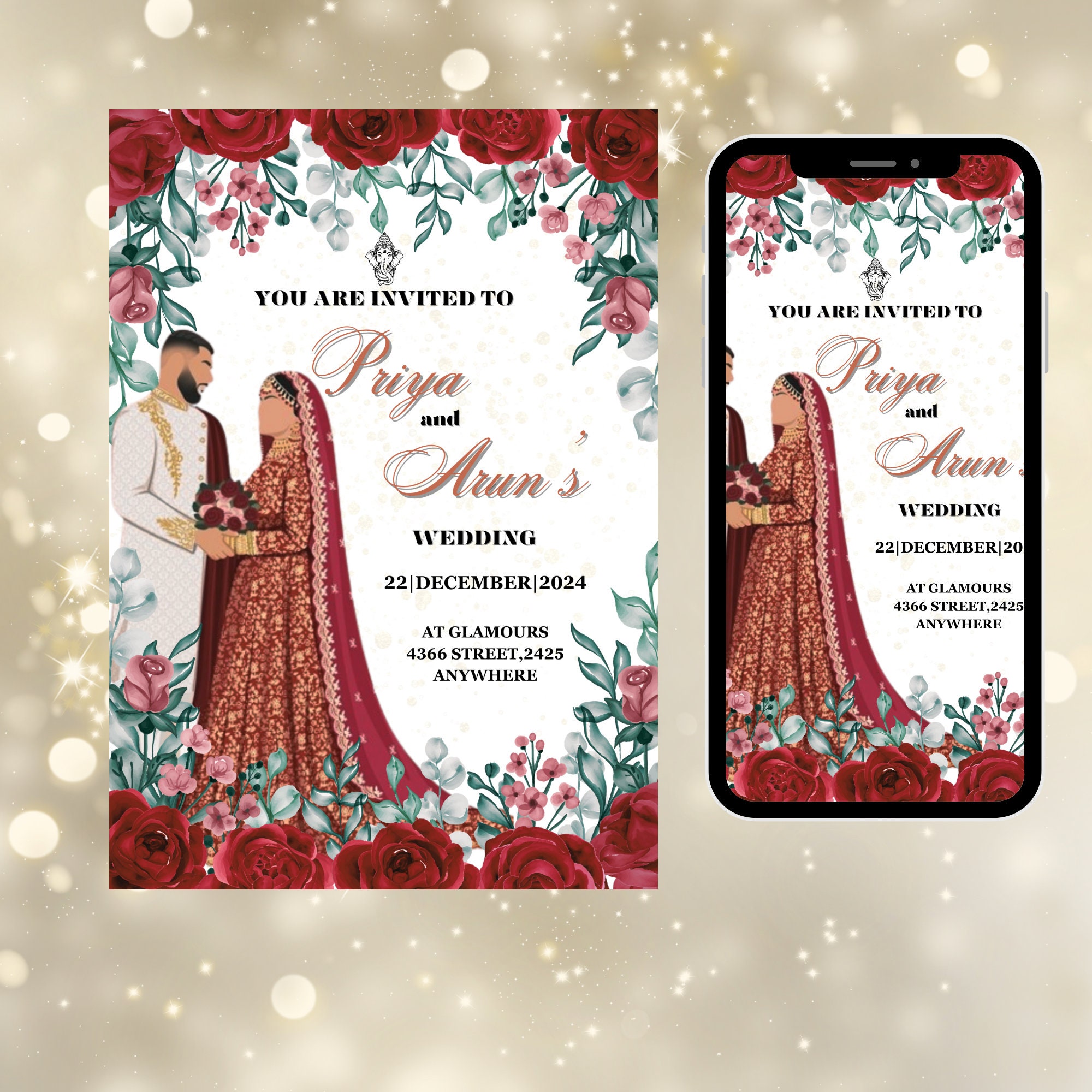 Indian Wedding Invitation Card, Punjabi Wedding Invitation, Save the ...