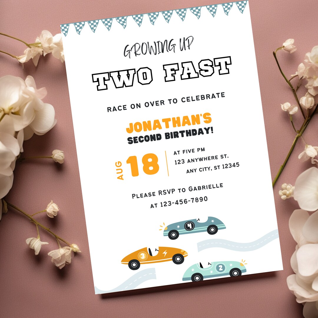 Cars Birthday Invitation Editable Kids Party Invite Printable Boys ...