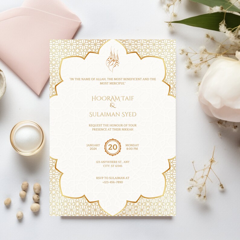 Editable Muslim Wedding Invitation Template Nikkah Walimah Shaadi ...