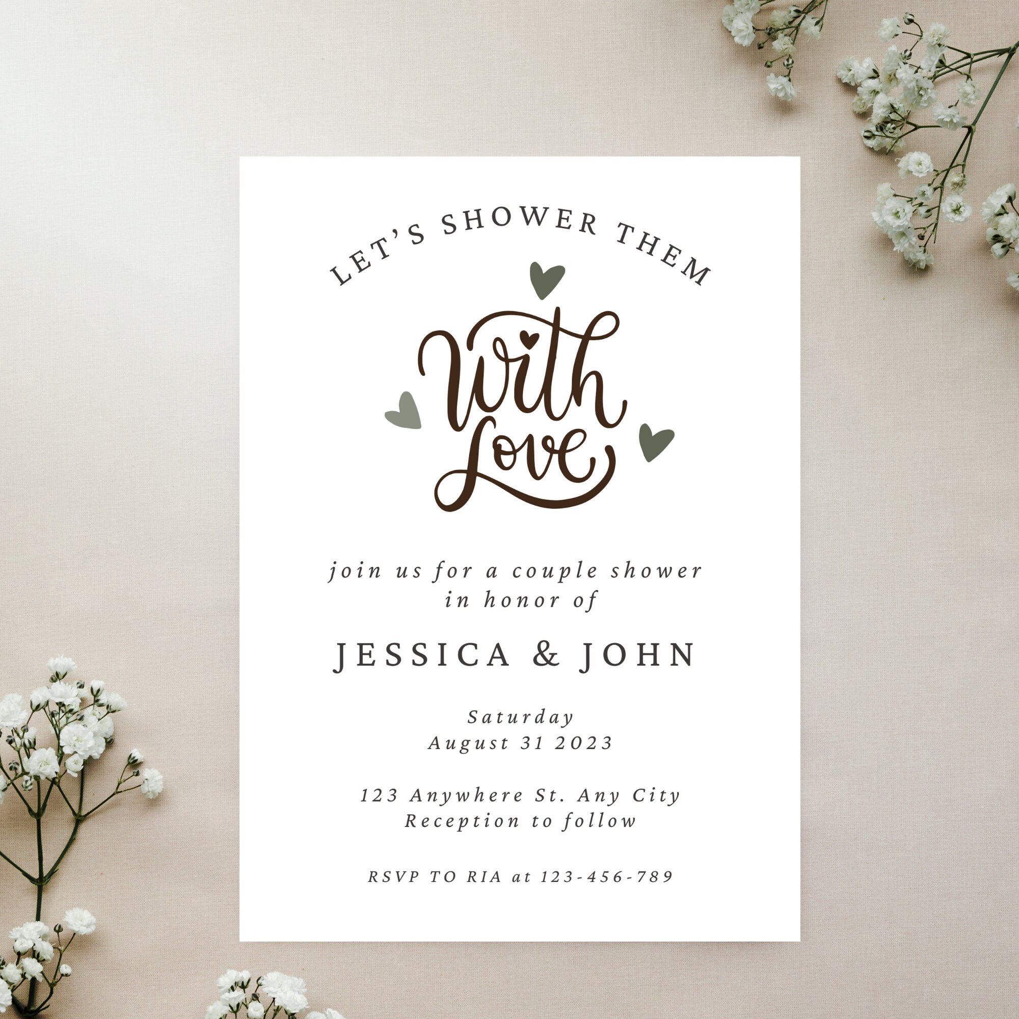 Couples Shower Invitation, Printable Wedding Shower Invite, Modern ...