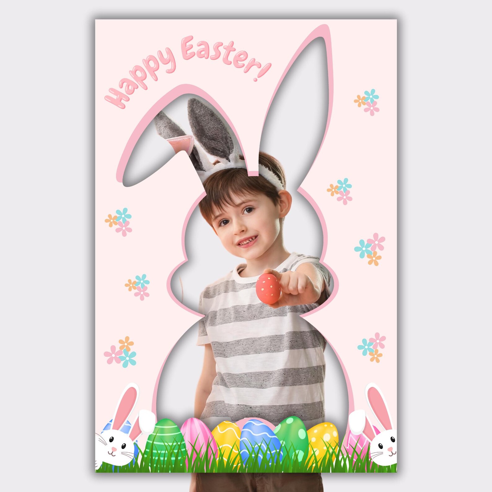 Easter Bunny Photo Booth Frame Template | 24x36" Printable Easter ...