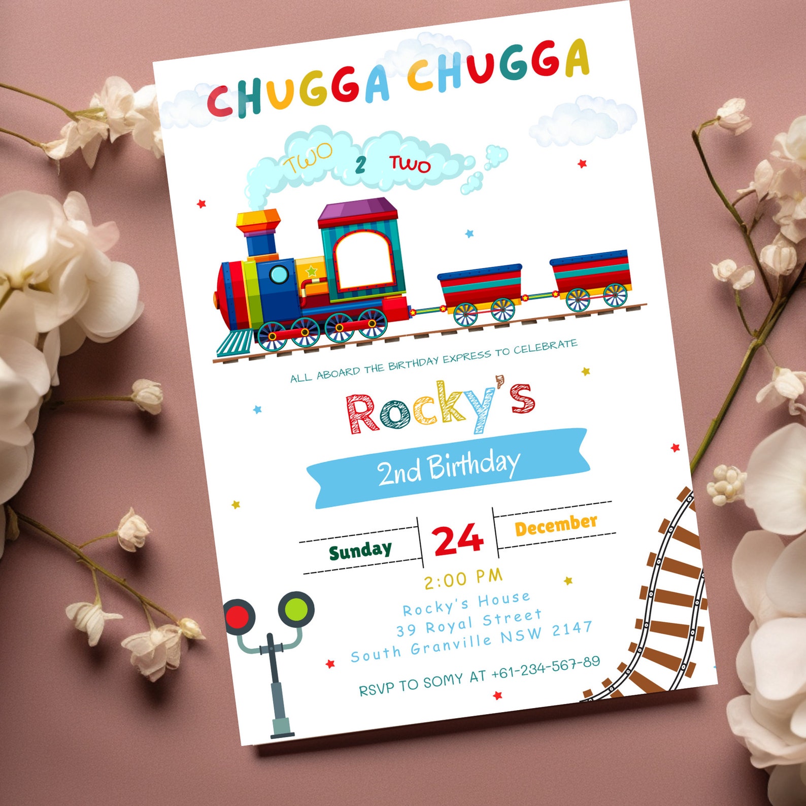 Editable Train Birthday Invitation Template, Toy Train Invitation Two ...