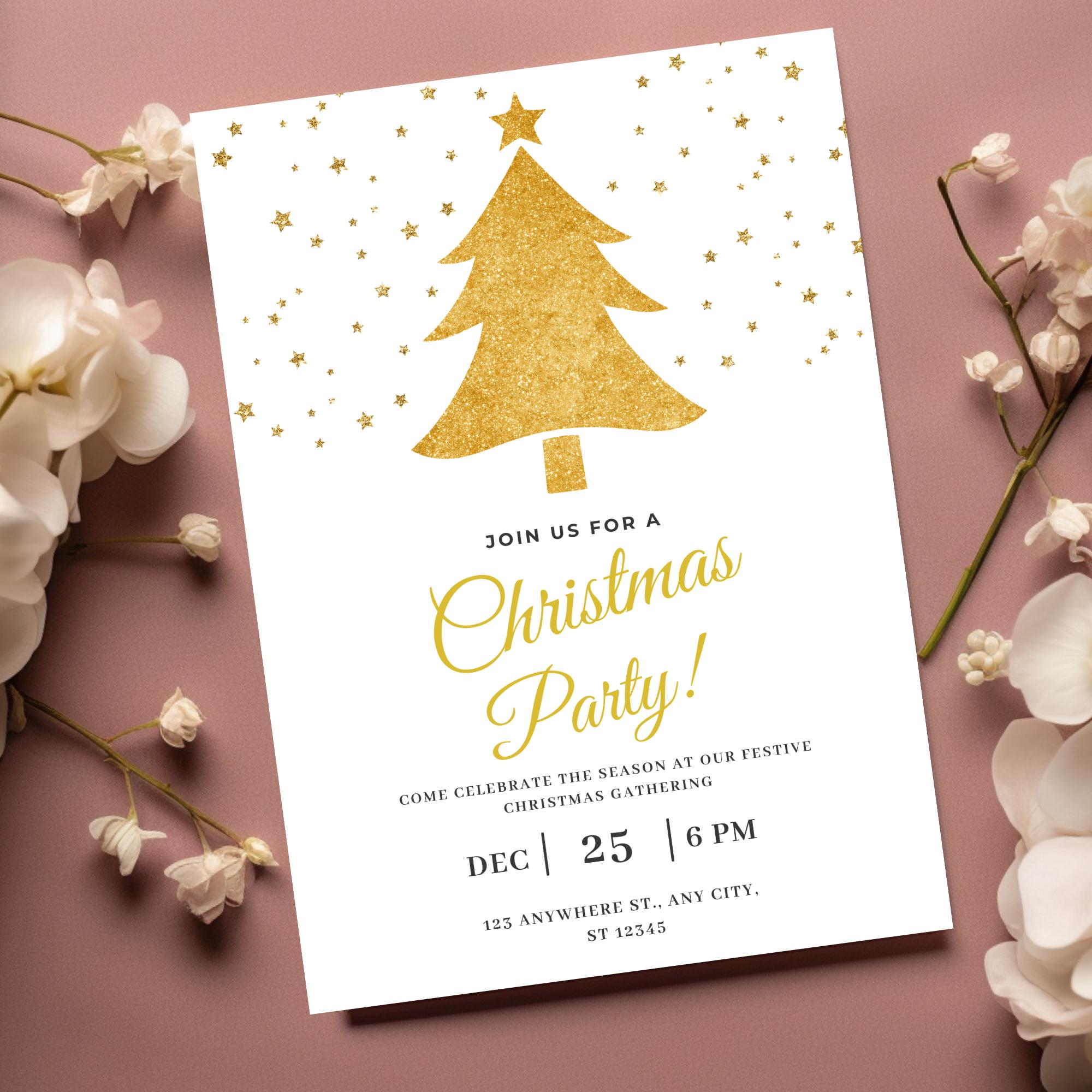 Editable Christmas Party Invitation Template, Printable Christmas Party ...
