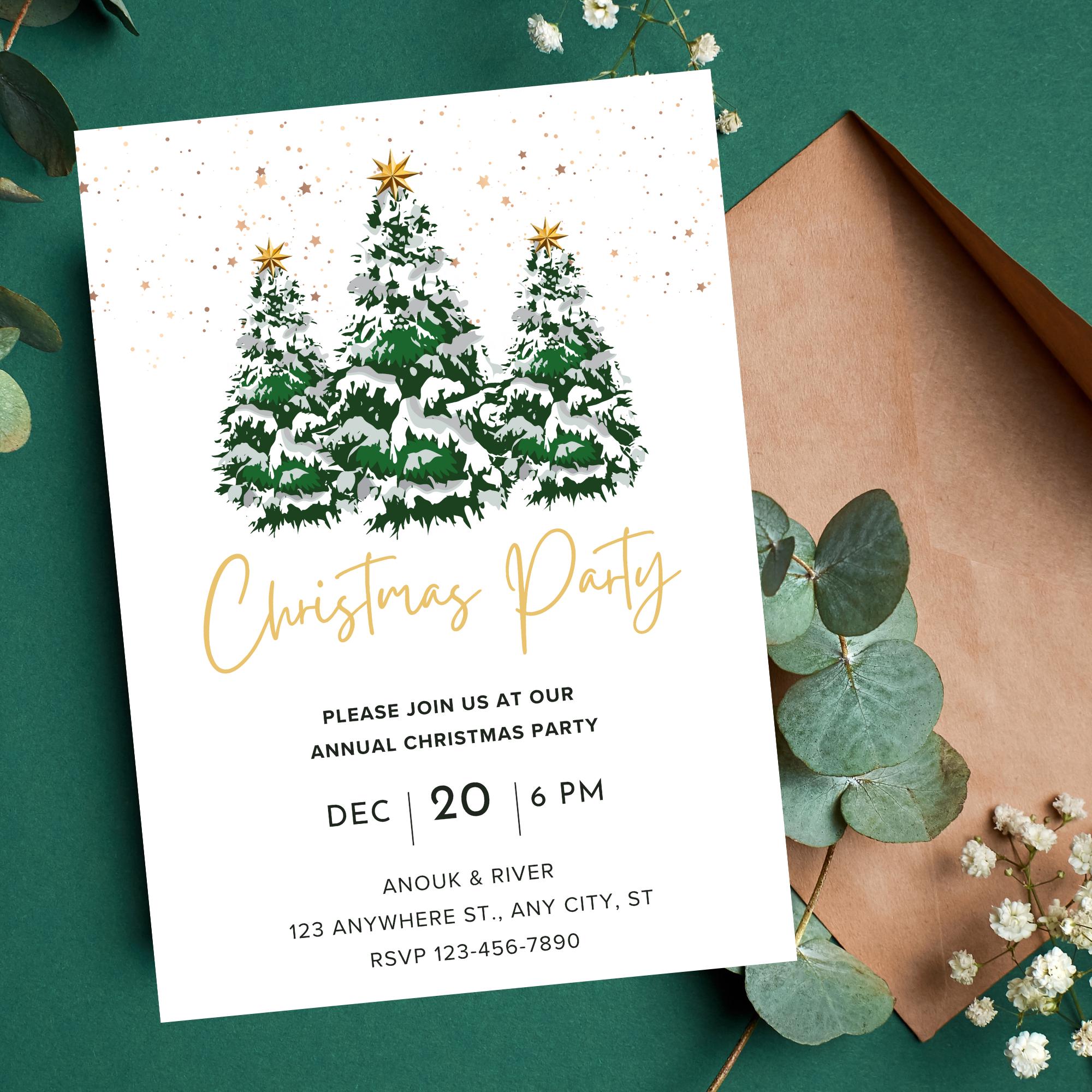 Editable Christmas Party Invitation Template, Printable Christmas Party ...