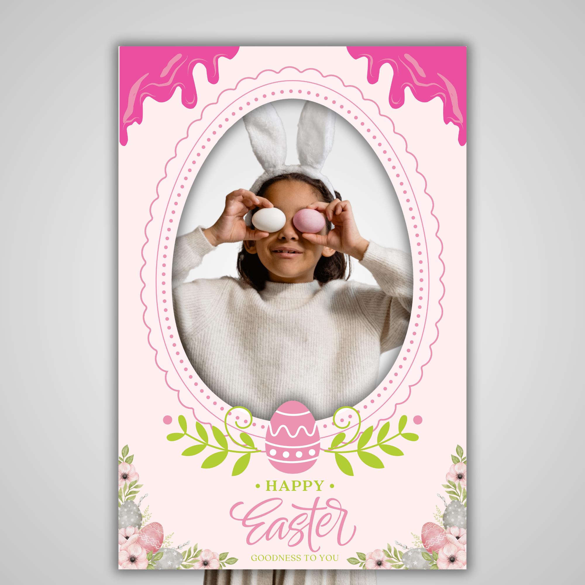 Easter Bunny Photo Booth Frame Template | 24x36" Printable Easter ...