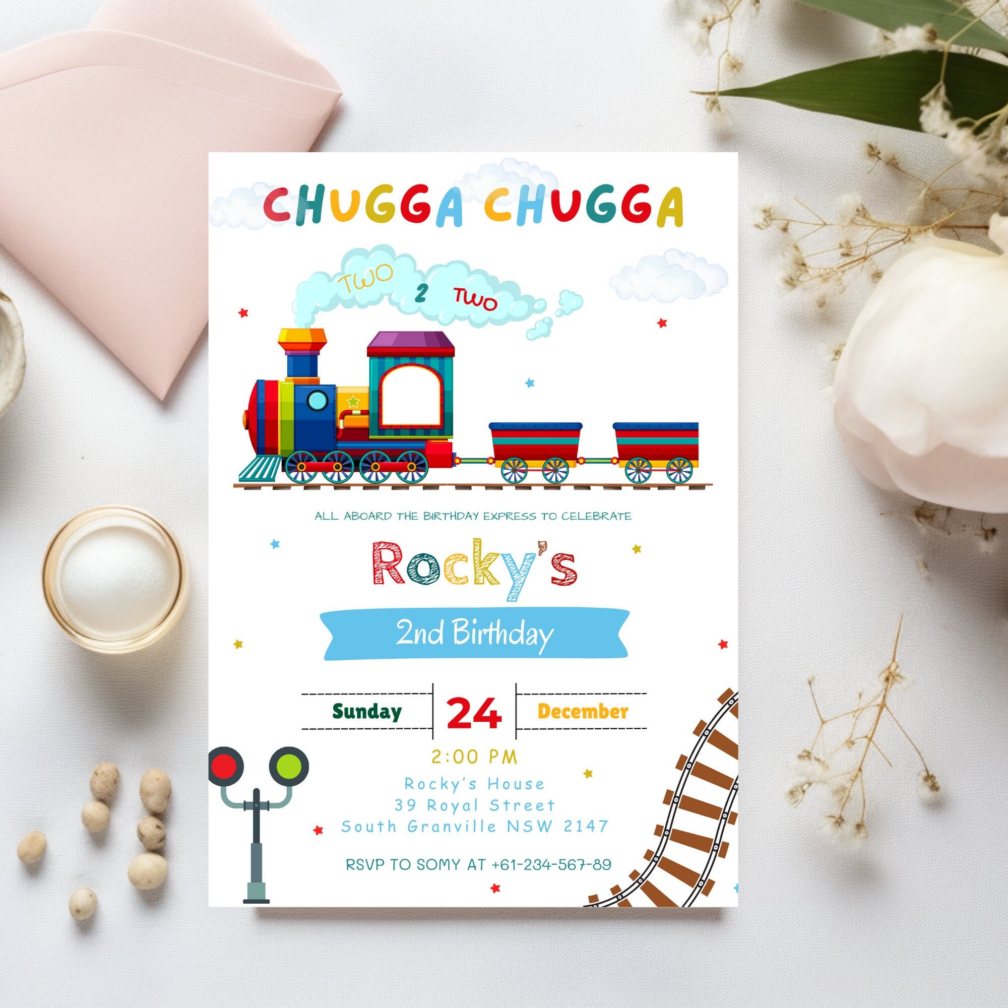 Editable Train Birthday Invitation Template, Toy Train Invitation Two ...
