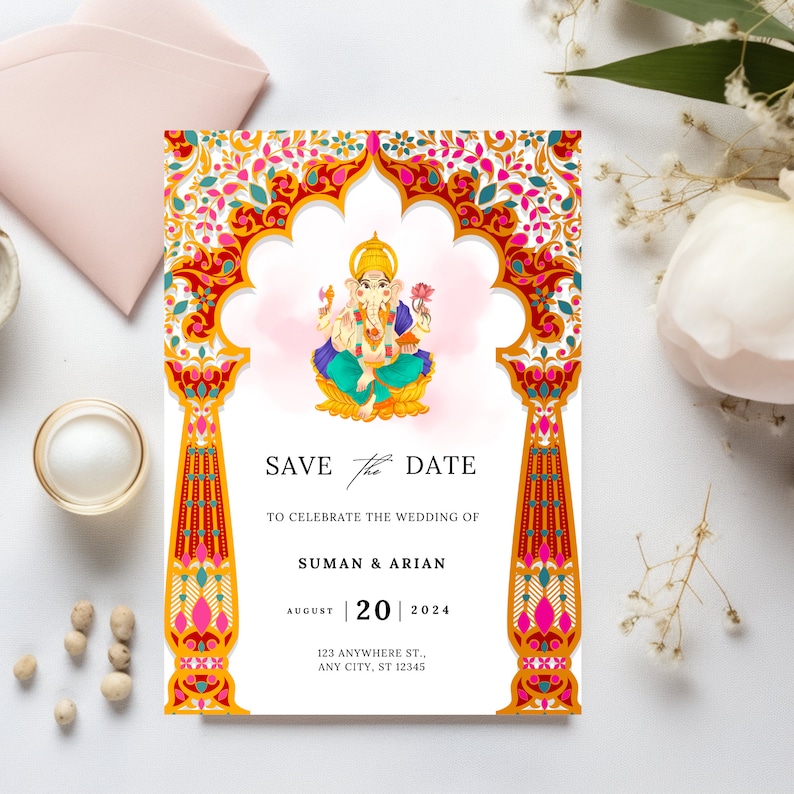 Indiase Marathi bruiloft uitnodiging sjabloon, hindoe bruiloft receptie ...