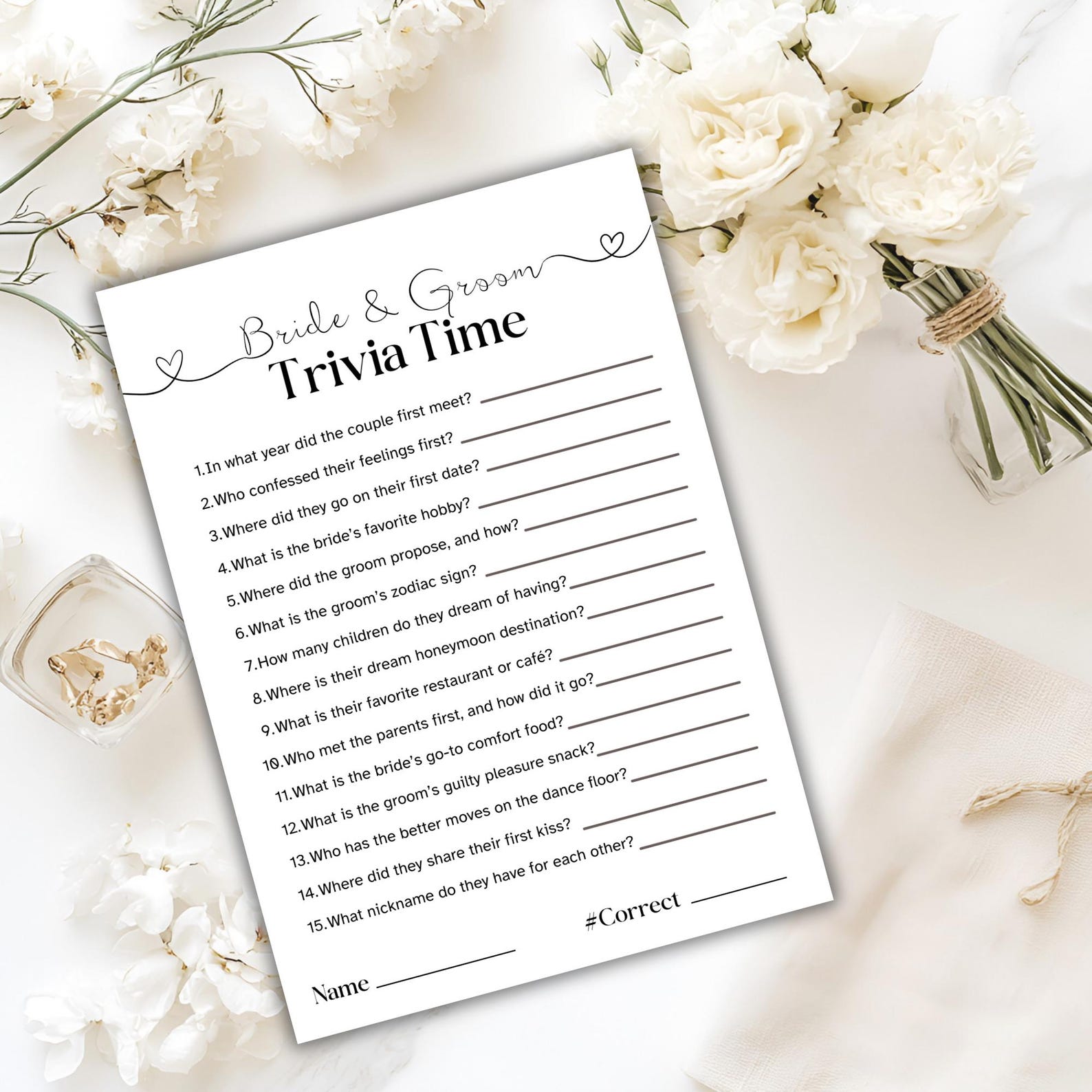 Trivia Game for Bride and Groom, Minimalist Bridal Shower Game, Who ...