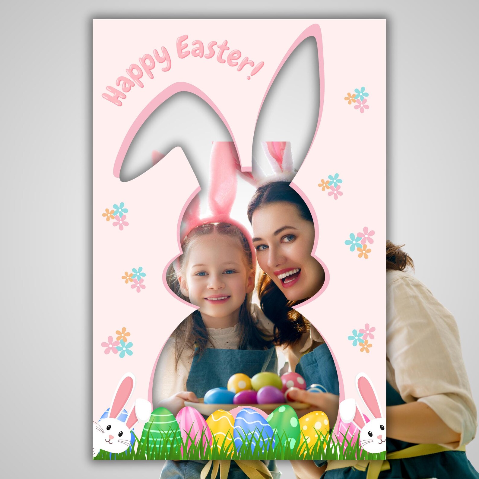 Easter Bunny Photo Booth Frame Template | 24x36" Printable Easter ...