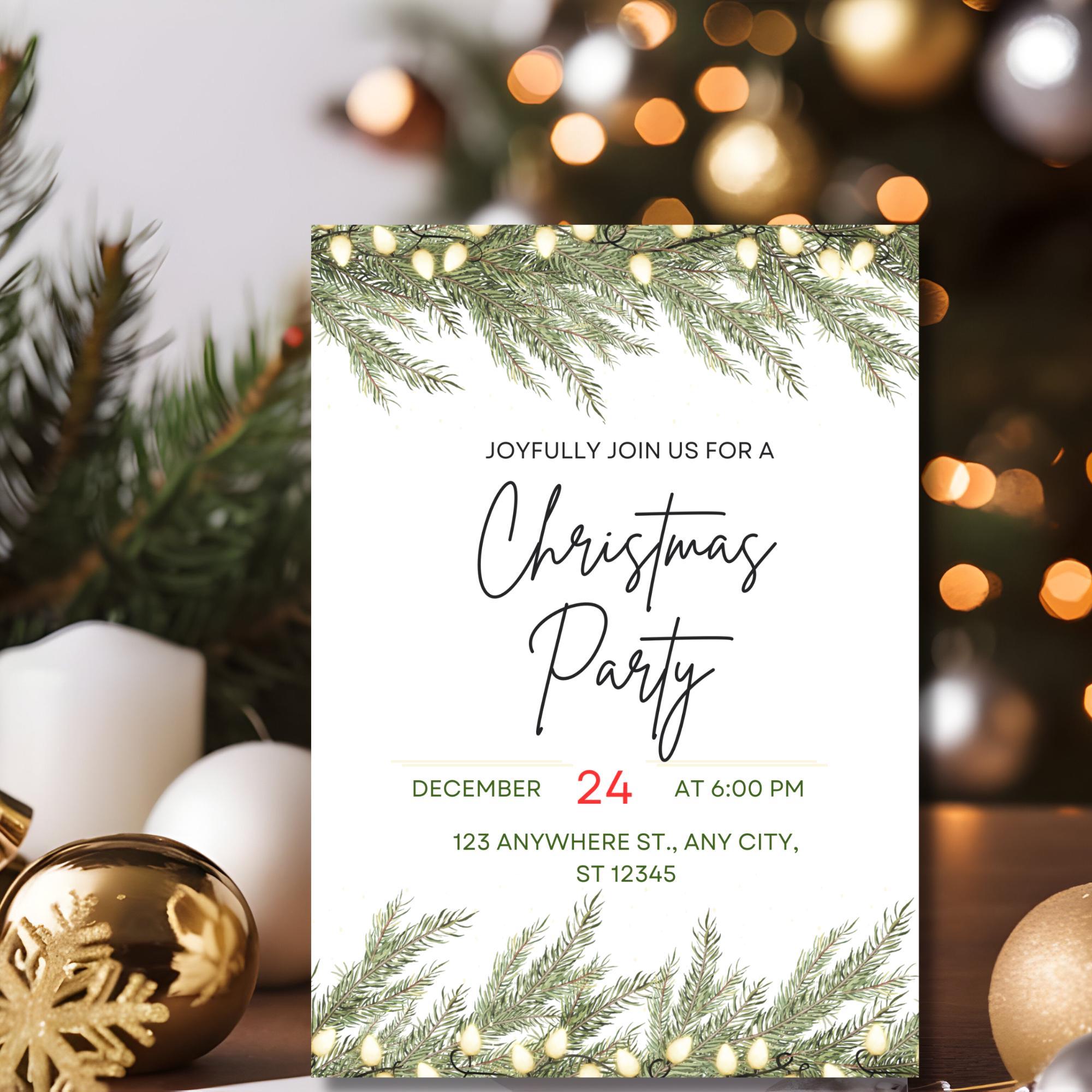 Editable Christmas Party Invitation Template, Printable Christmas Party ...