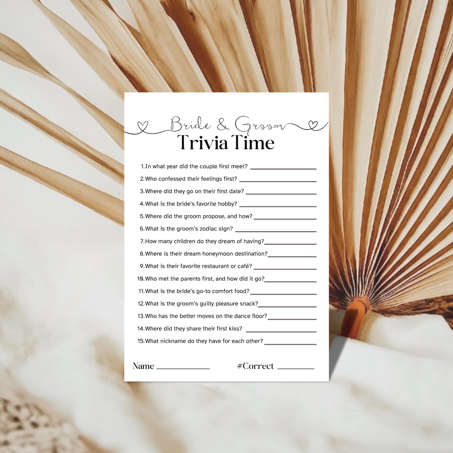 Trivia Game for Bride and Groom, Minimalist Bridal Shower Game, Who ...
