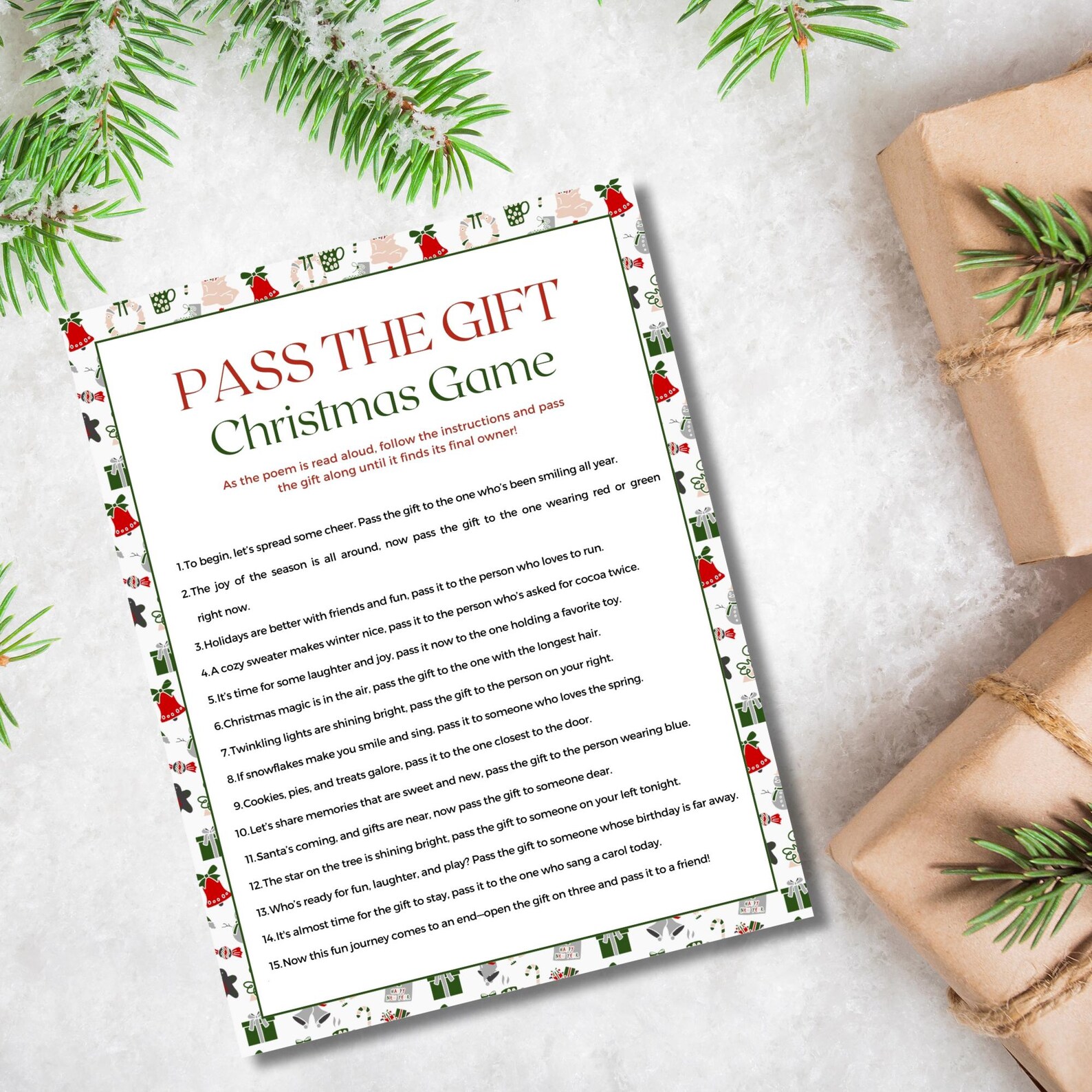 Christmas Pass the Gift Game Printable, Office Christmas Party Pass the ...
