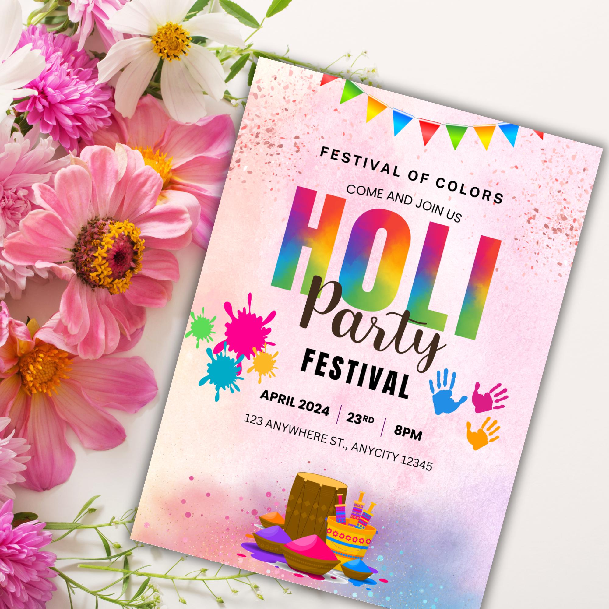Editable Holi Invitation, Holi Festival Invites, Indian Punjabi ...