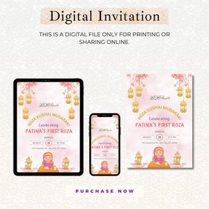 Roza Kushai Celebration Invitation, First Fast Invitation, Roza Khushai Digital Card, First ...