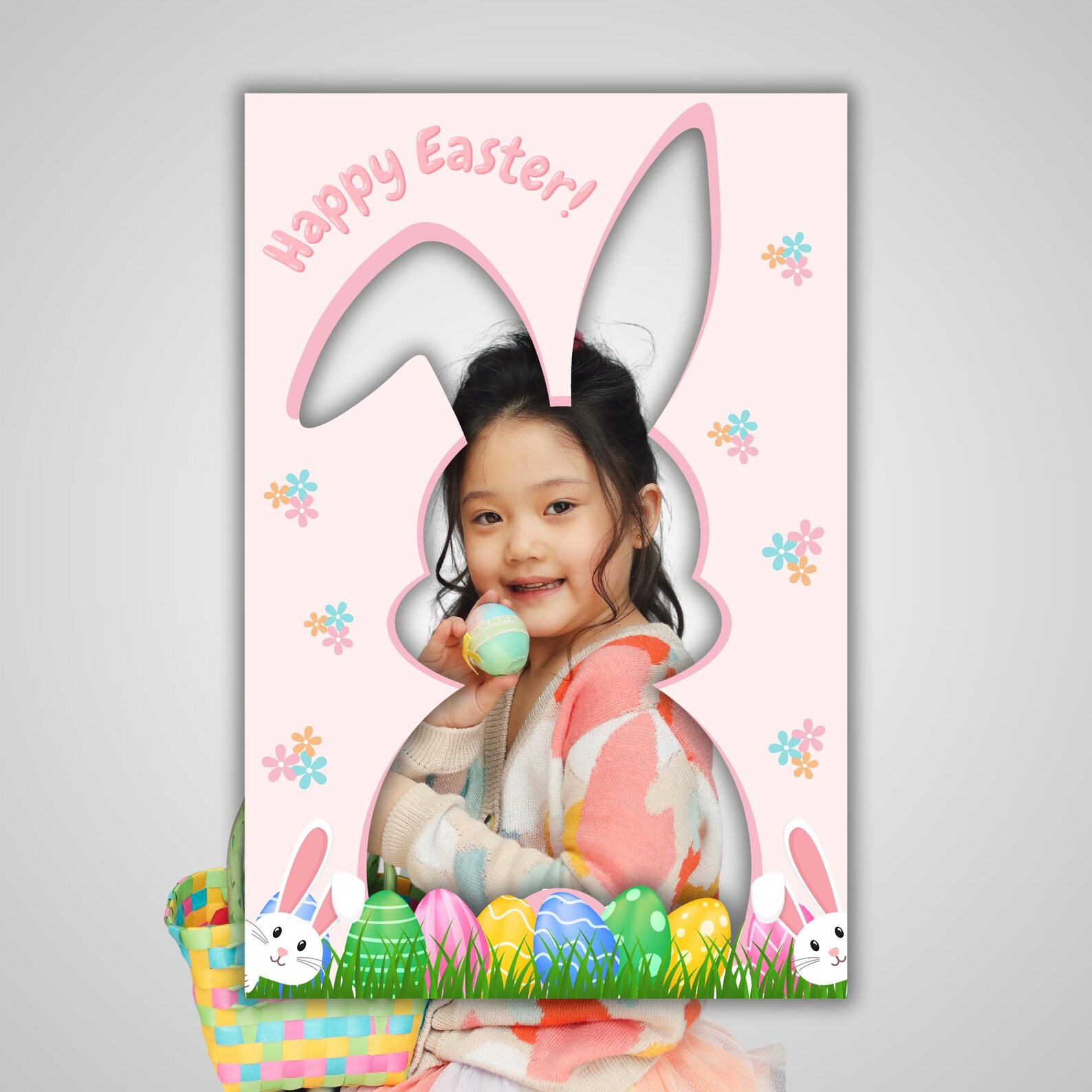 Easter Bunny Photo Booth Frame Template | 24x36" Printable Easter ...