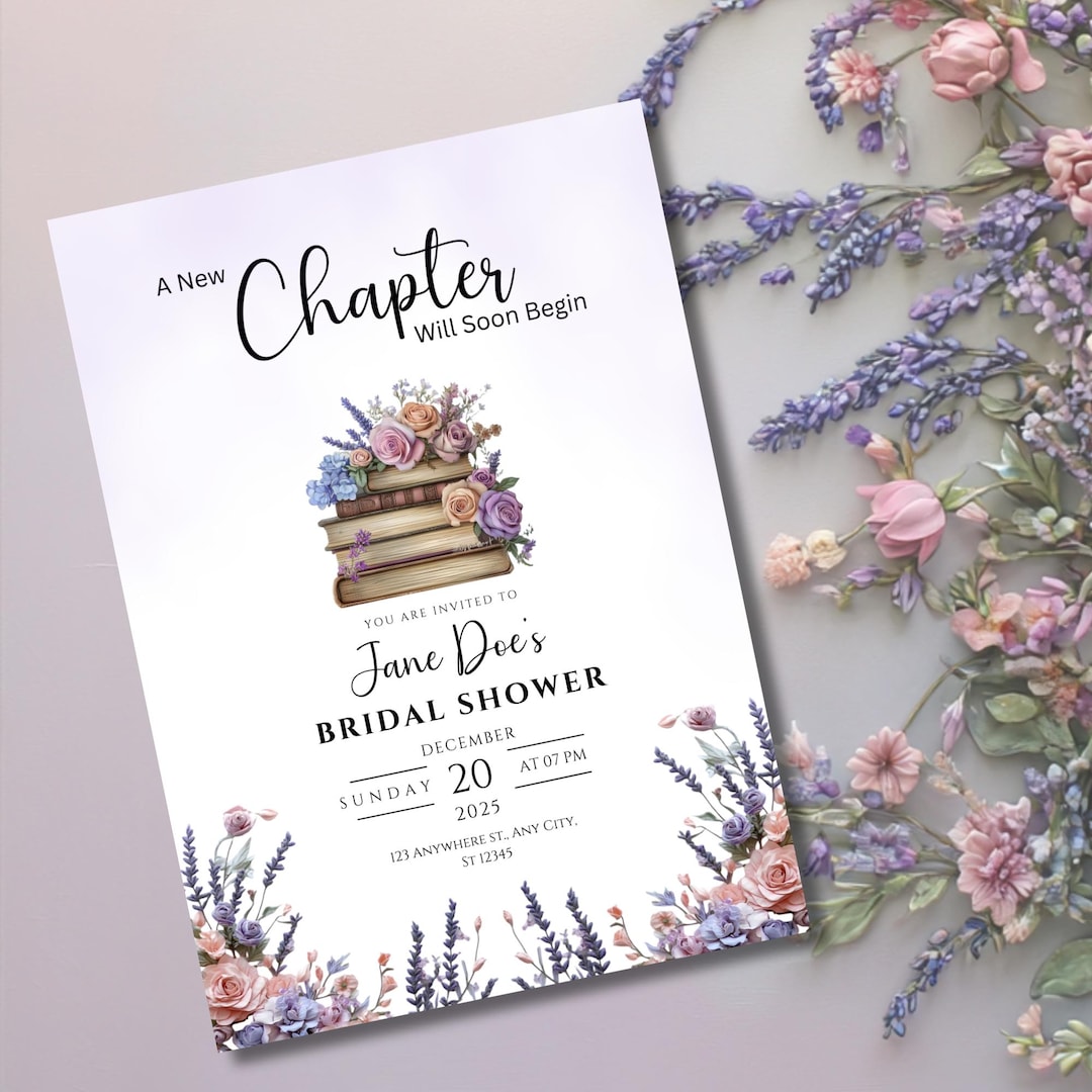 Book Themed Bridal Shower Invitation | A New Chapter Wedding Shower ...