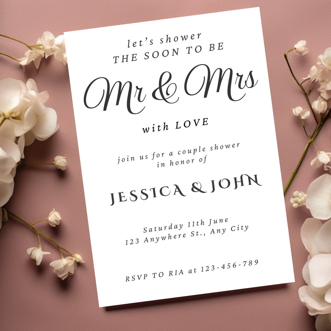 Couples Shower Invitation, Printable Wedding Shower Invite, Modern ...
