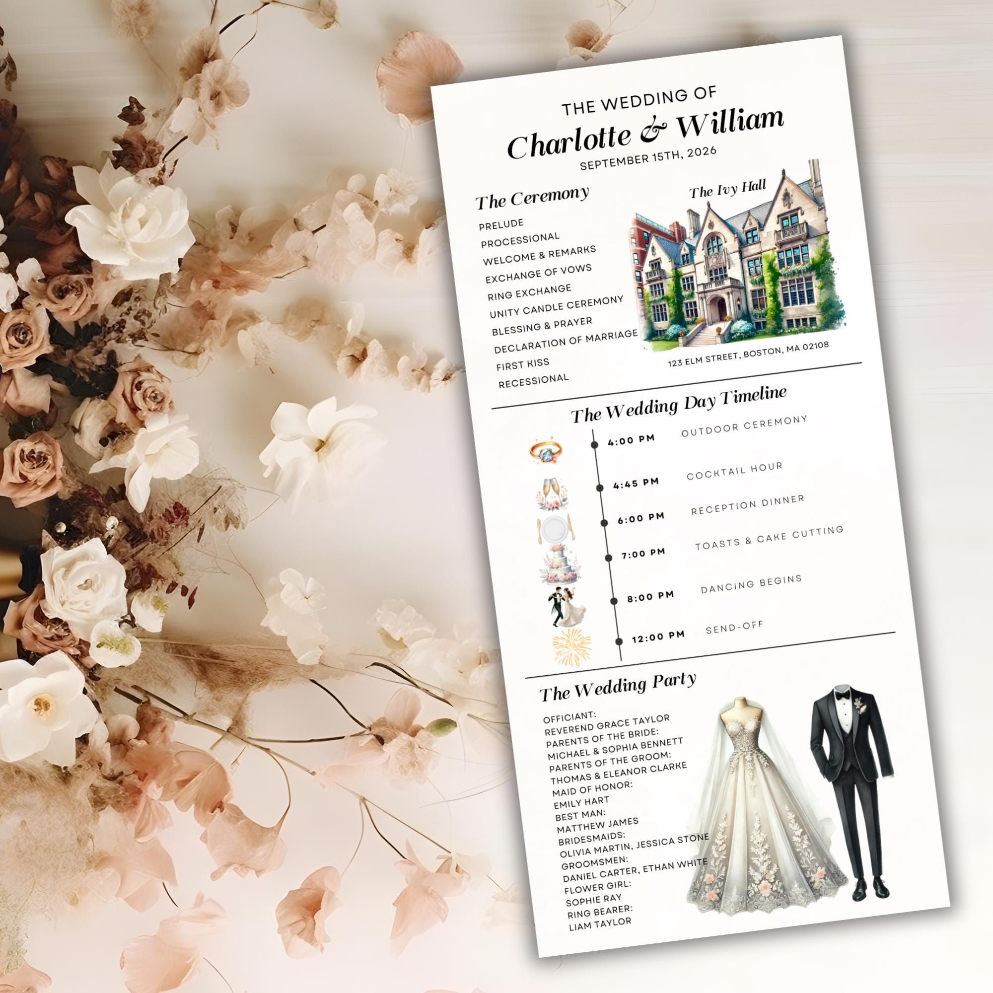 Church Wedding Ceremony Program, Infographic Wedding Program Template ...