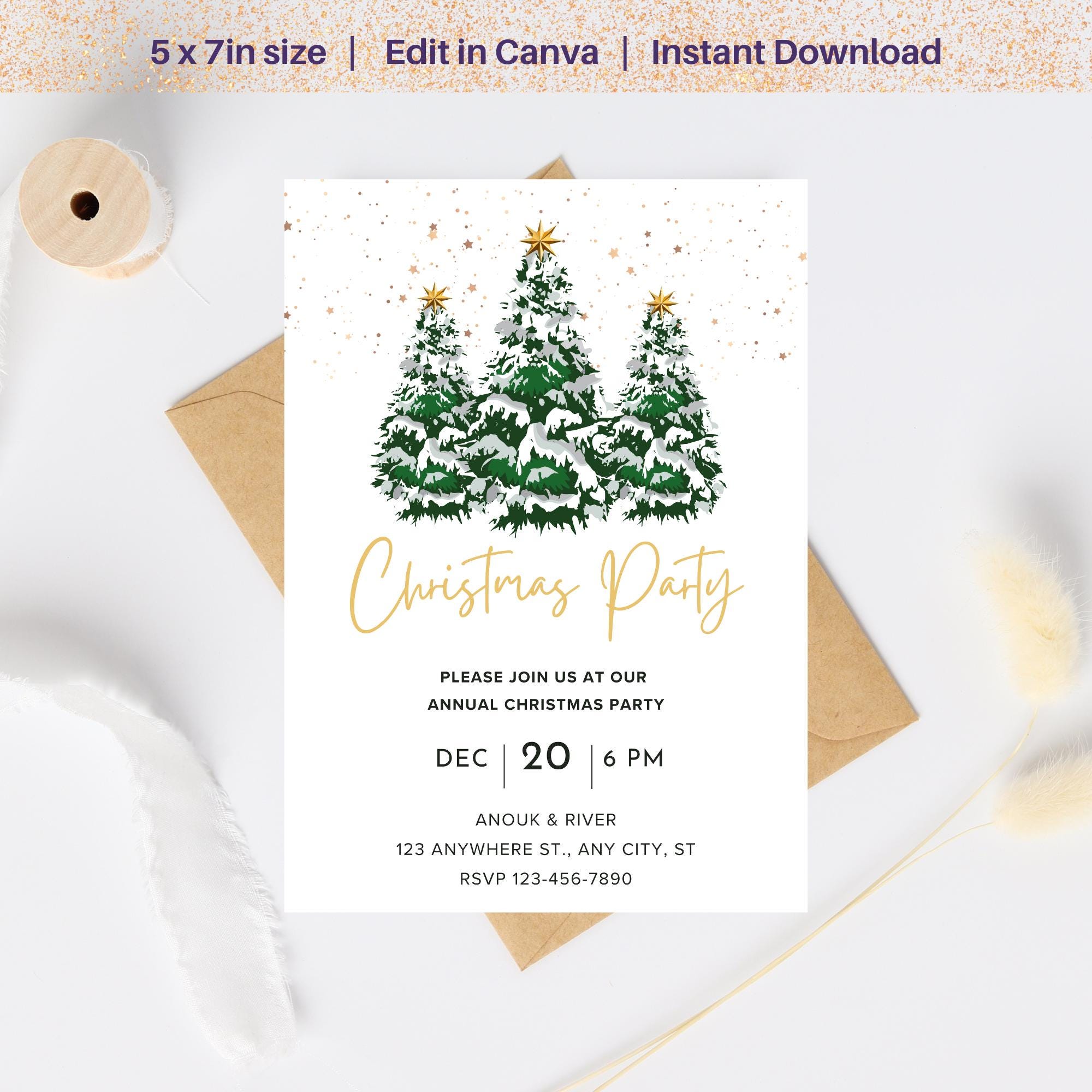 Editable Christmas Party Invitation Template, Printable Christmas Party ...