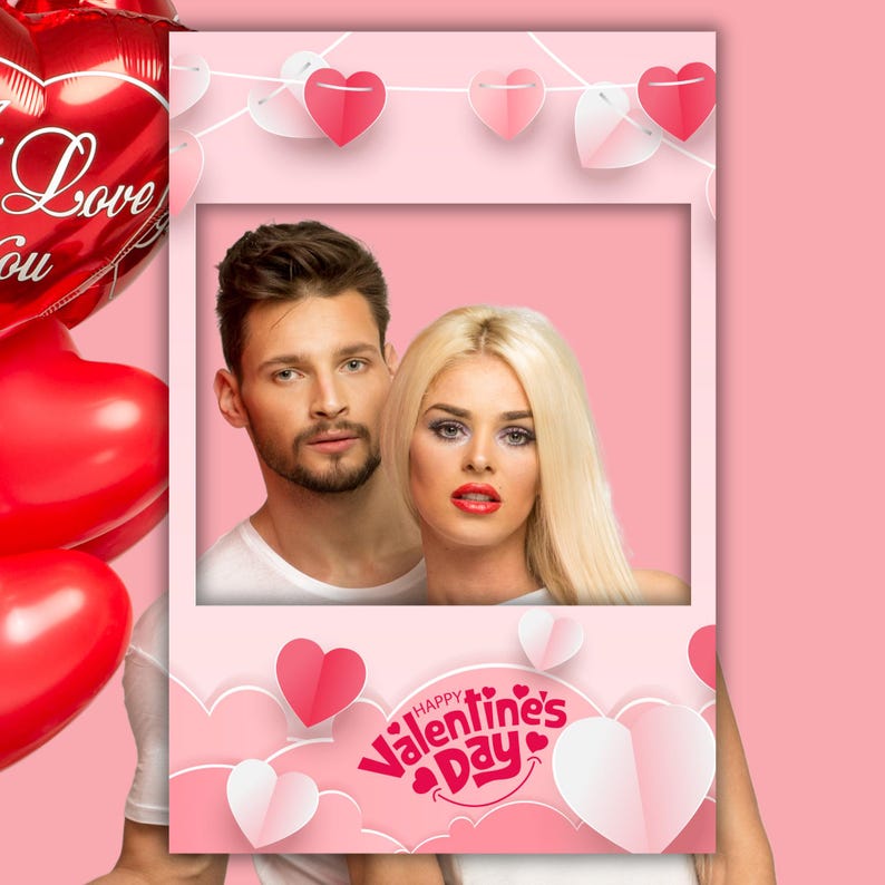 Valentines Photo Booth Frame, Kissing Booth Photo Prop Frame, Editable ...