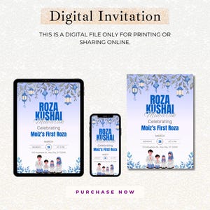 Roza Kushai Celebration Invitation, First Fast Invitation, Roza Khushai Digital Card, First ...